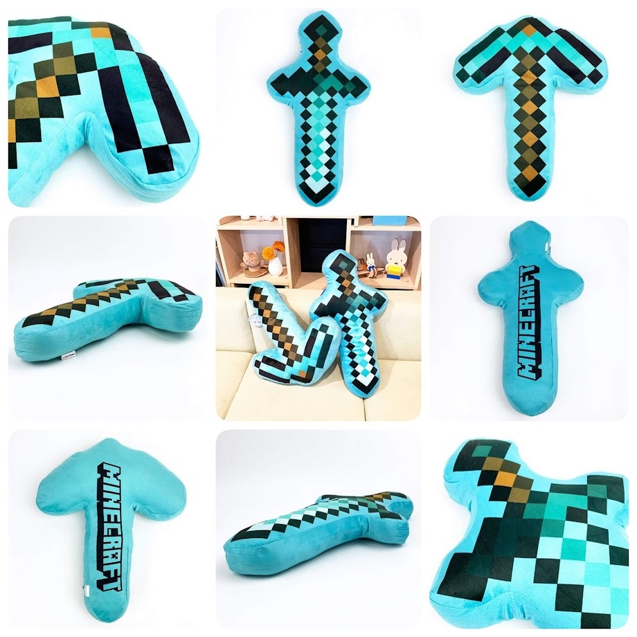 リビングが冒険の場に？！突然のマイクラごっこにも対応すべく、ダイヤモンドの剣とツルハシをクッションとして装備しよう☆ | NEWSCAST